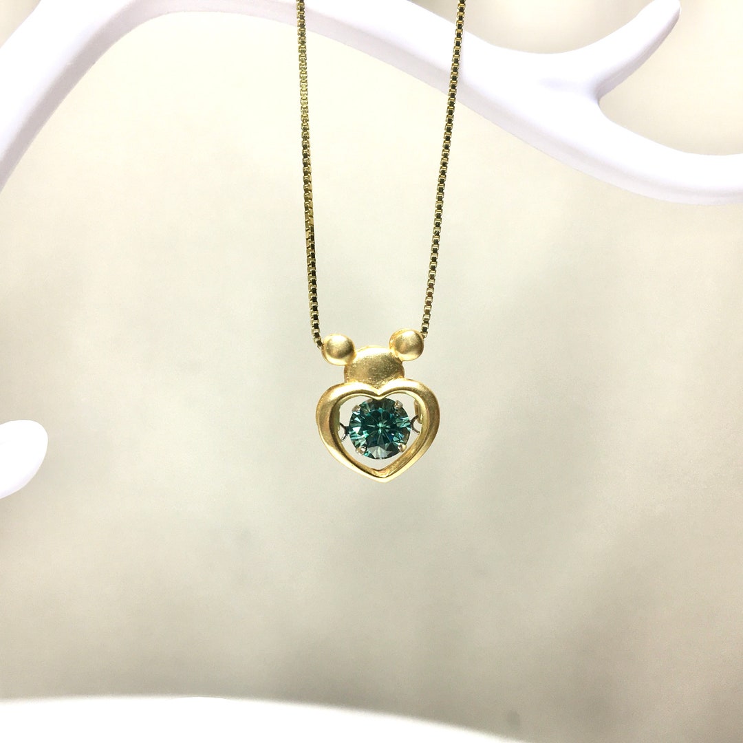 Delicate Disney Mickey Mouse Necklace,green Moissanite Necklace,love ...