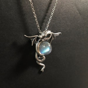 Luminous Grey Moonstone Dragon Pendant - Handmade Sterling Silver ...
