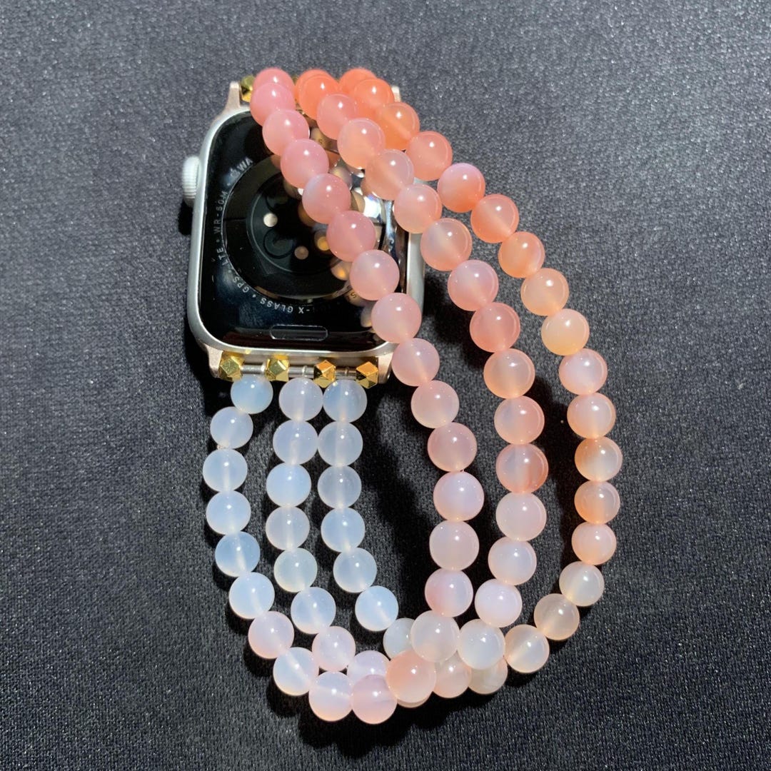 Peach Sunrise-agate Gradient Apple Watch Gemstone Band, Unique Handmade ...