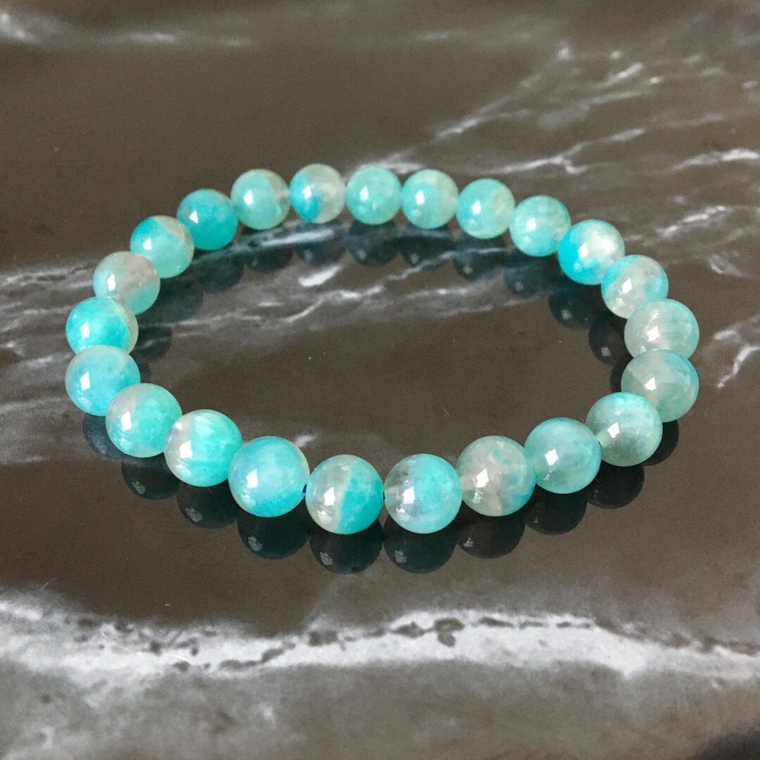 Rare Semi-icy Amazonite Bracelet | Natural Gemstone Beaded Healing ...