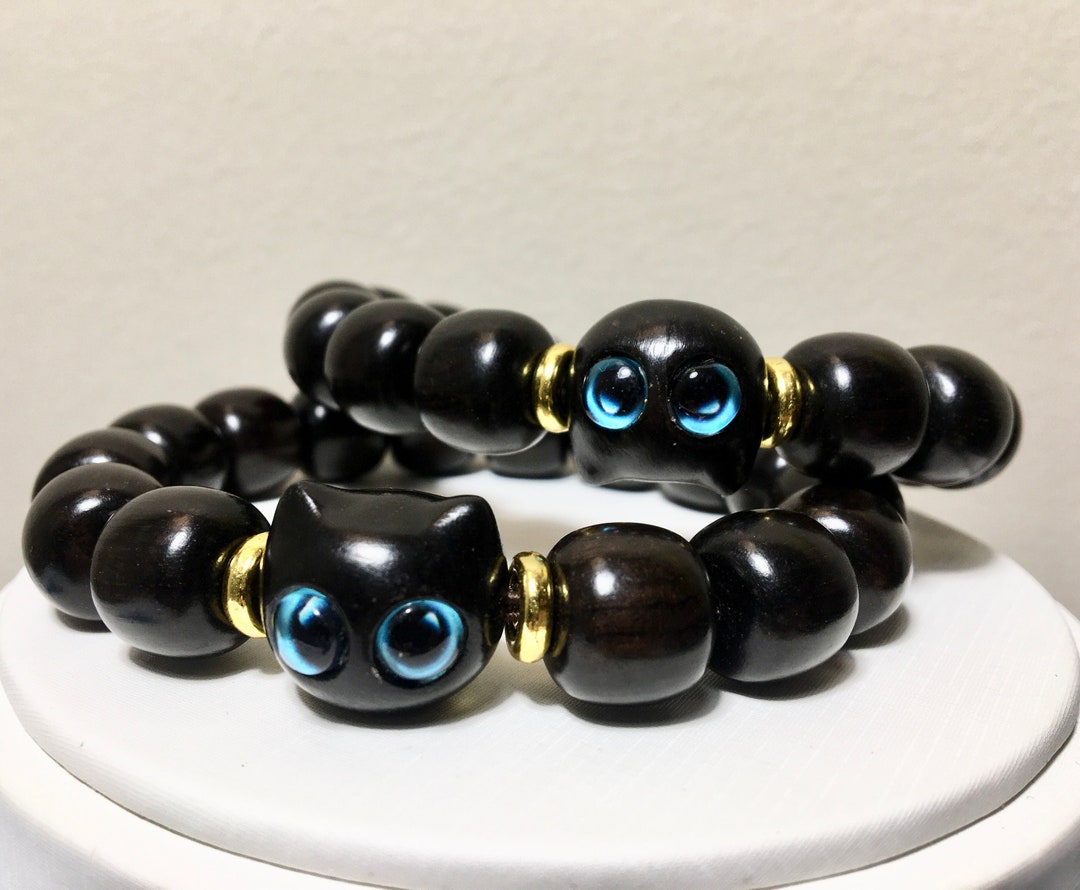 Ebony Black Wood Bracelet Kitten Cat Braceletcute Sandalwood - Etsy