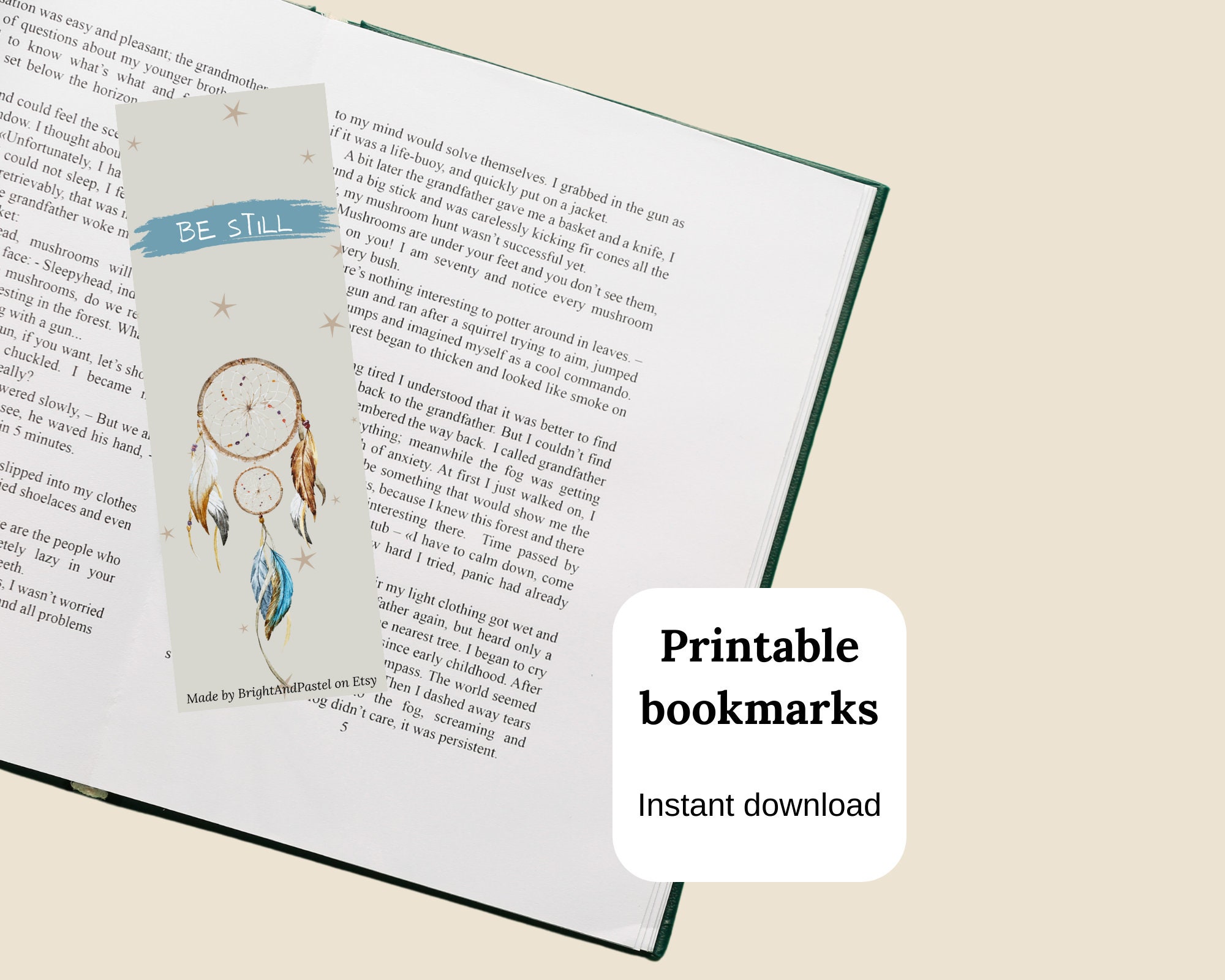 Pastel Printable Bookmark Set of Four, Dreamcatcher Digital Bookmark ...