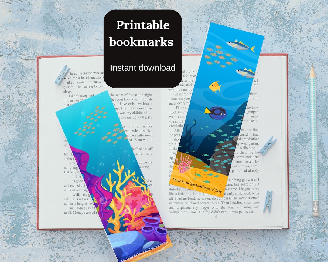 Sea Printable Bookmark Set, Printable Reading Gift, Sea World Digital ...