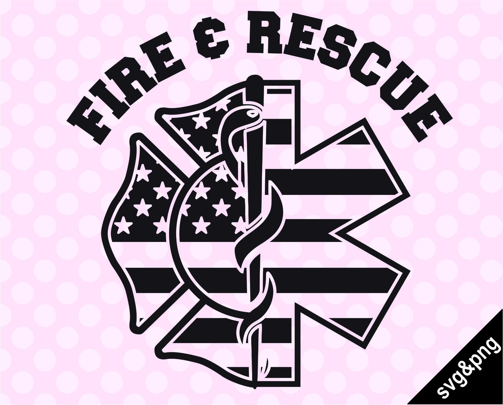 SVG & PNG Fire and Rescue Flag Emblem - Etsy