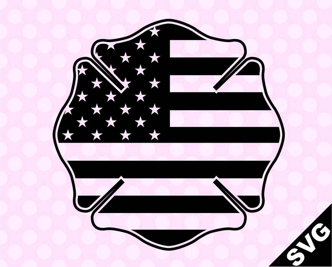 SVG Fire Department Emblem With US Flag - Etsy