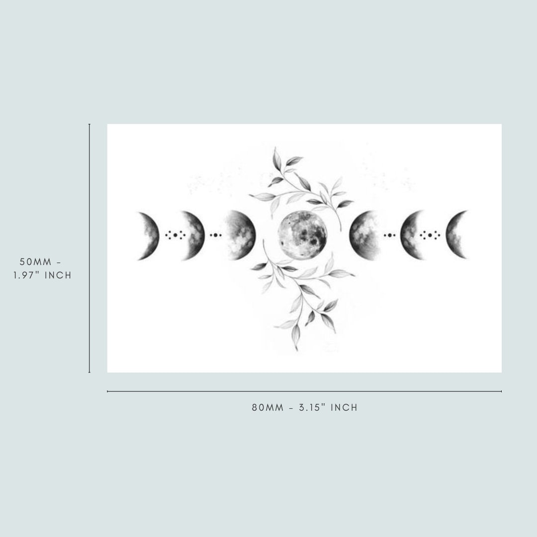Floral Moon Phase (set of 2) | Tattoo Lasts 1-2 Weeks | Semi Permanent ...