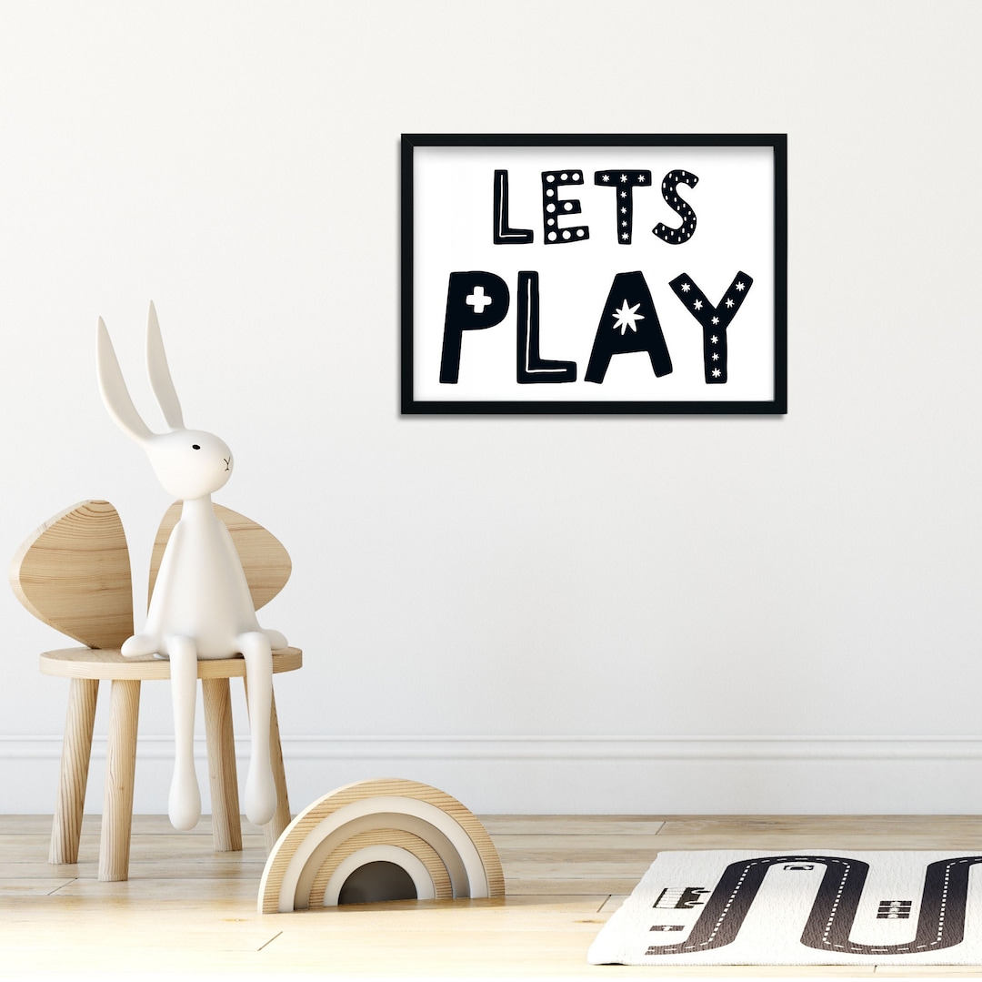 Lets Play Poster Nursery Wall Art Print Playroom Kids Room Digital ...