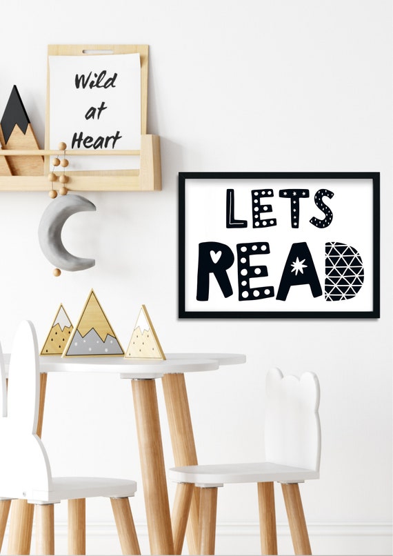 Lets Read Sign Reading Corner Poster Nursery Wall Art | Etsy