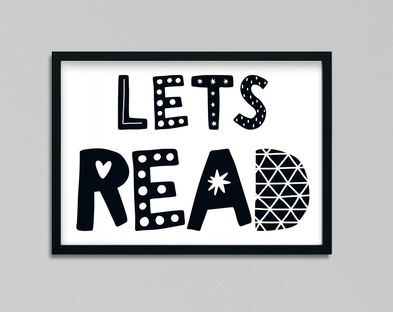Lets Read Sign Reading Corner Poster Nursery Wall Art Kids Room Digital ...