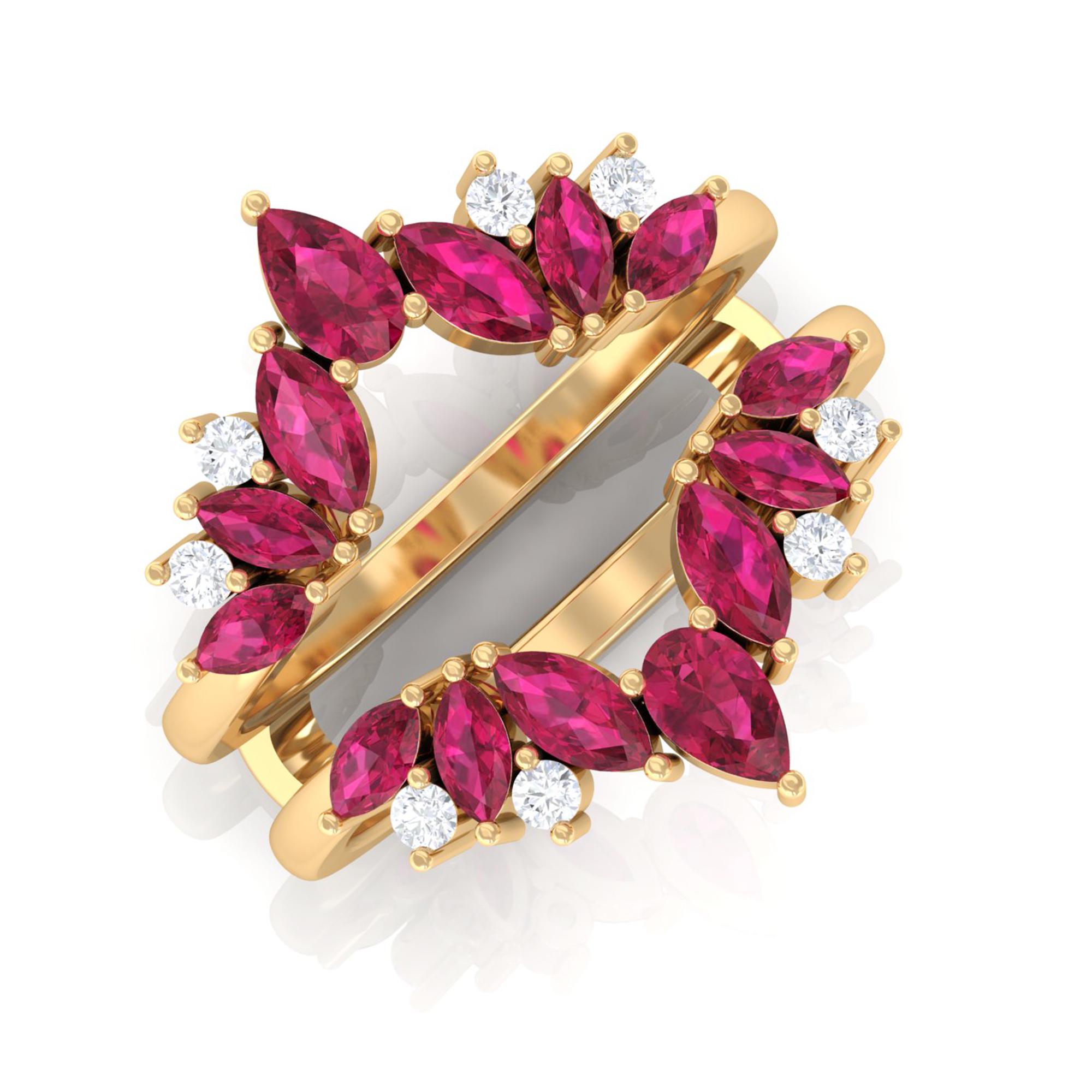 Curved Ruby Enhancer Guard Vintage Art Deco Ring Jacket July Birthstone ...