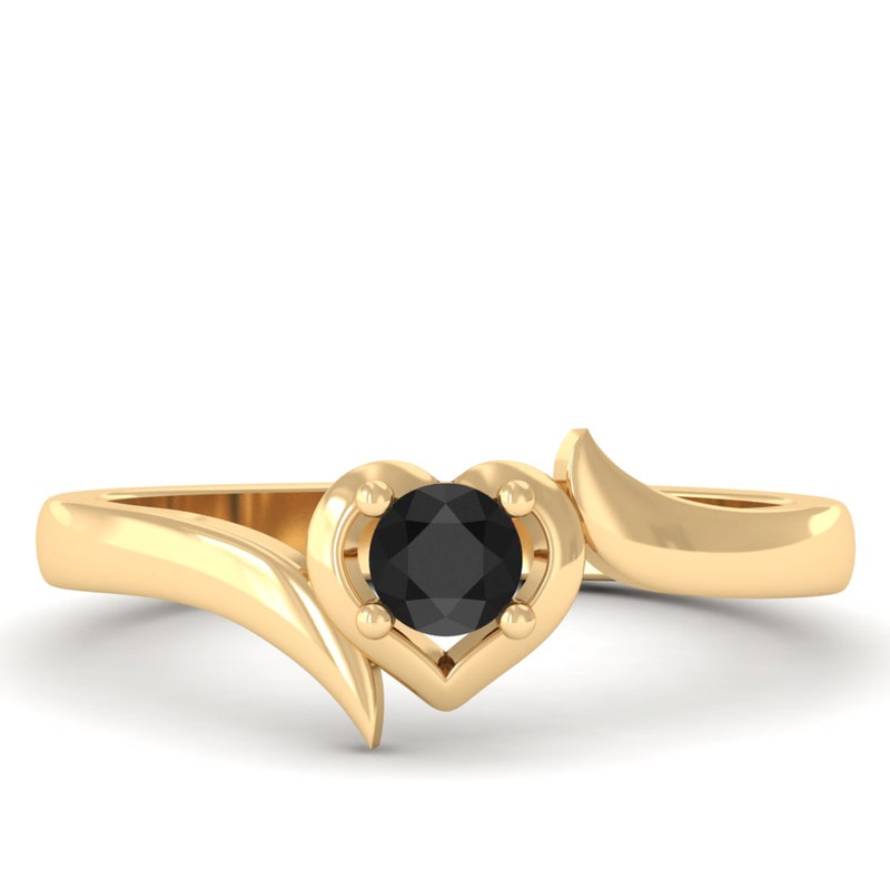 Black Love Heart Ring - Etsy