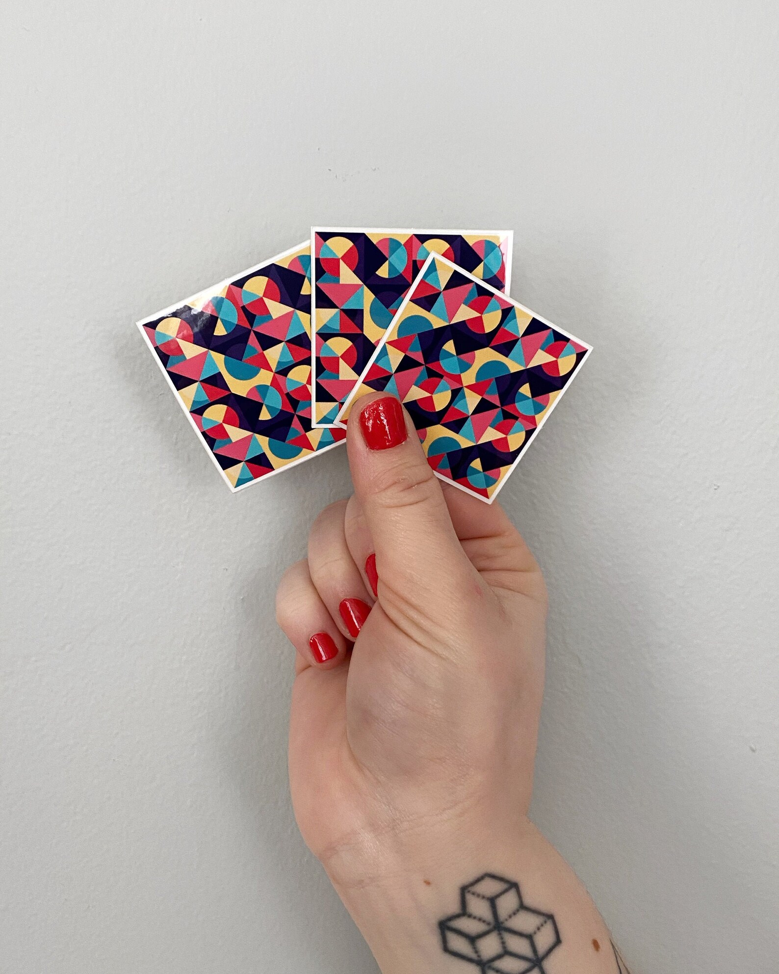 Color Block Geometric Pattern Sticker-laptop Sticker-water Bottle ...