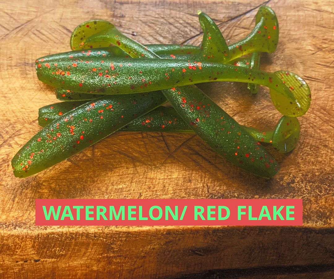 3.5” Slick Shad Swim Bait Watermelon Red Flake QTY 7 - Etsy