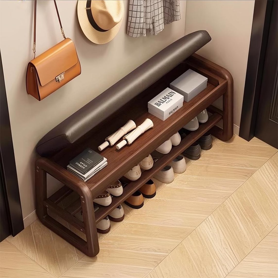 Modern Shoe Bench. Solid Walnut Shoe Bench, Entryway Bench With Storage ...