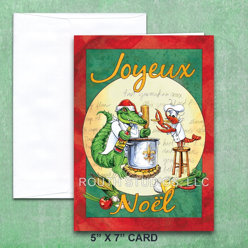 Louisiana Christmas Cards With Recipe - Joyeux Noel Christmas by Artist ...
