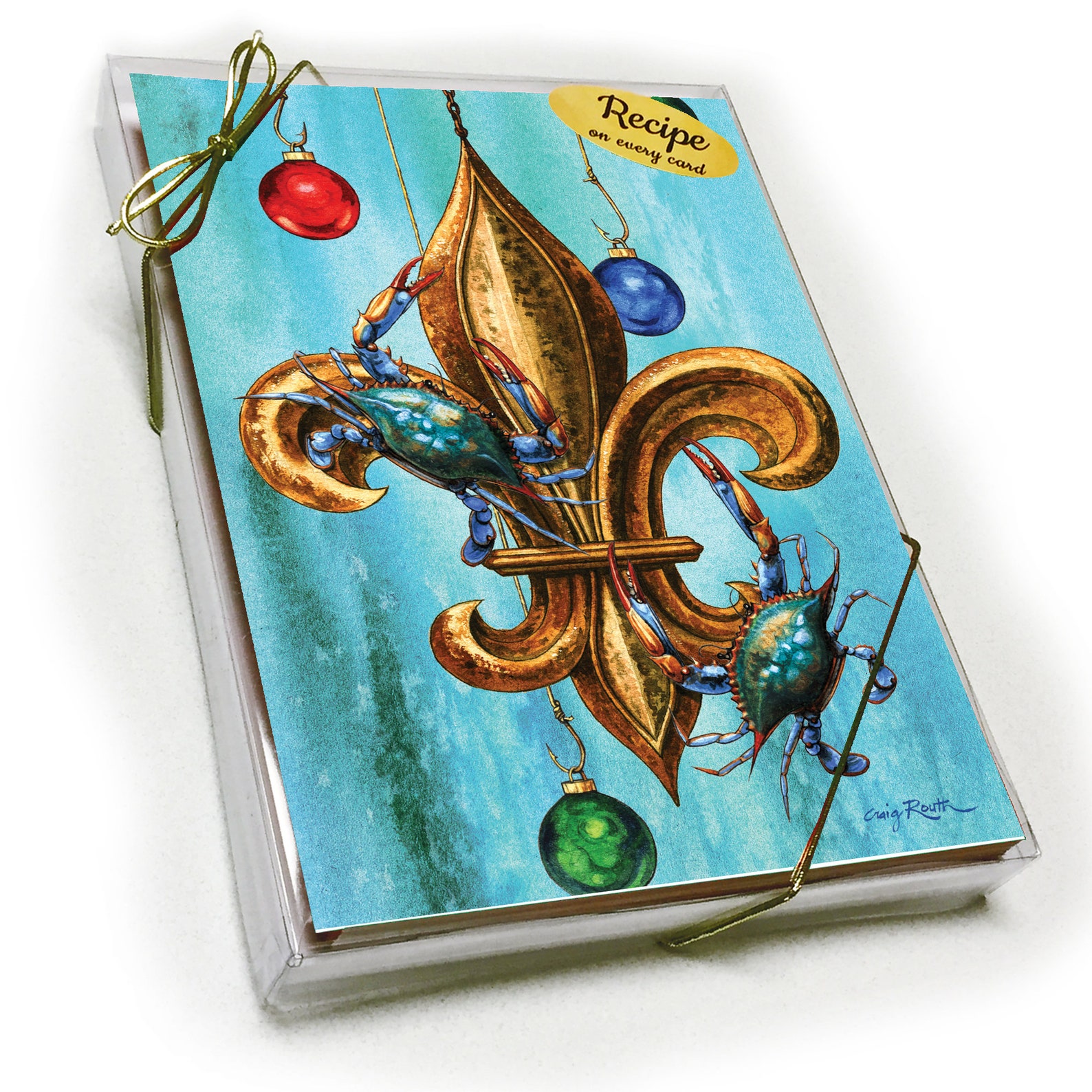 Louisiana Christmas Cards With Recipe - Blue Crabs Fleur-de-lis ...