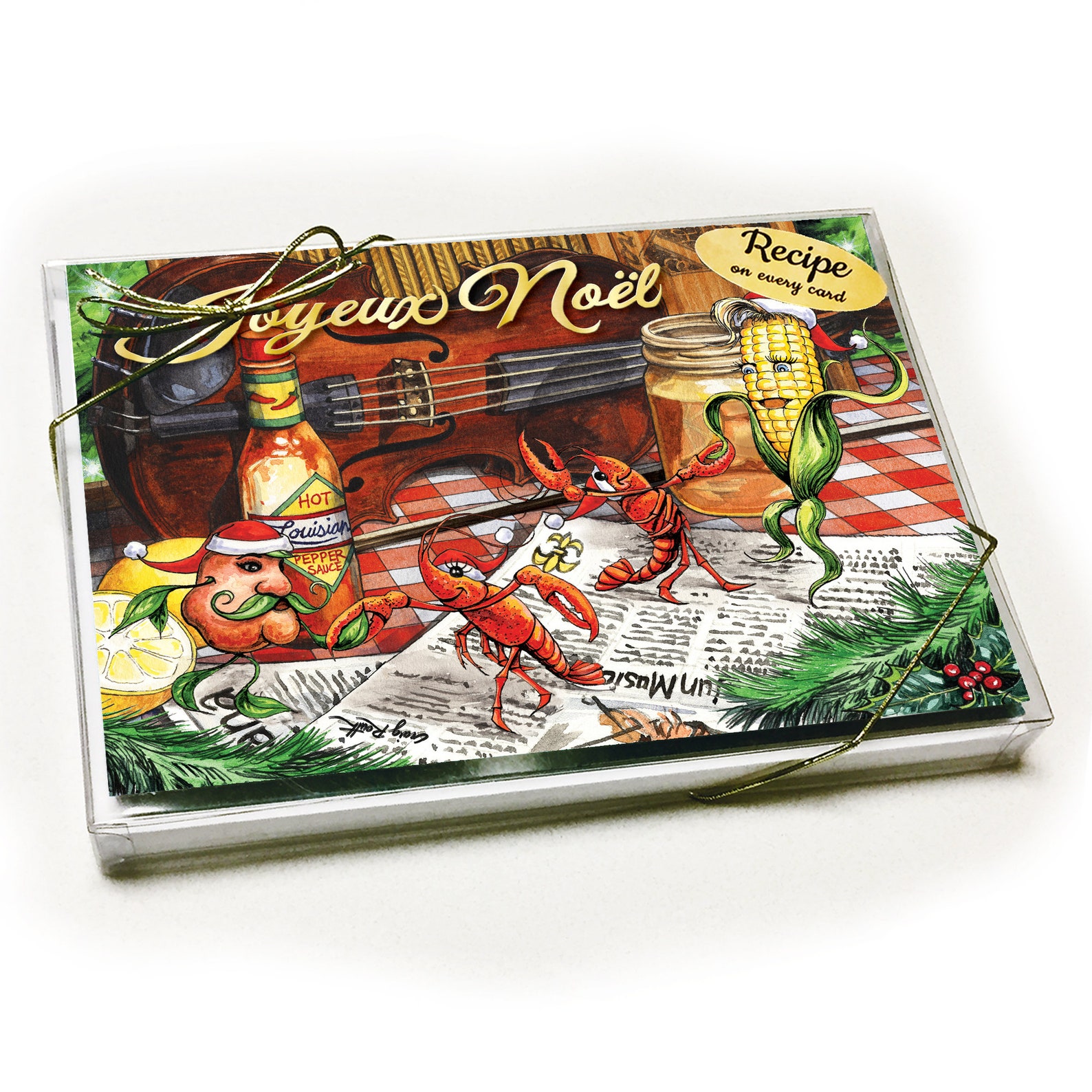 Louisiana Christmas Cards With Recipe - Cajun Christmas Dance by Artist ...