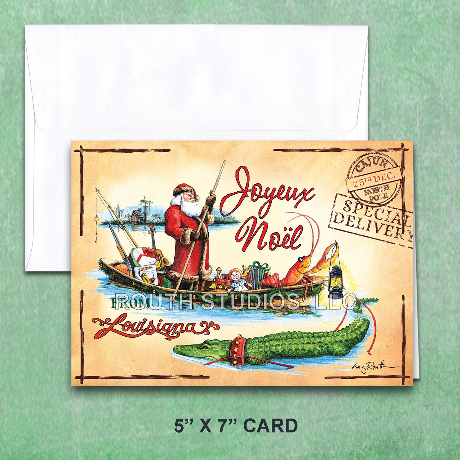 Louisiana Christmas Cards With Recipe - Papa Noel Cajun Christmas by ...
