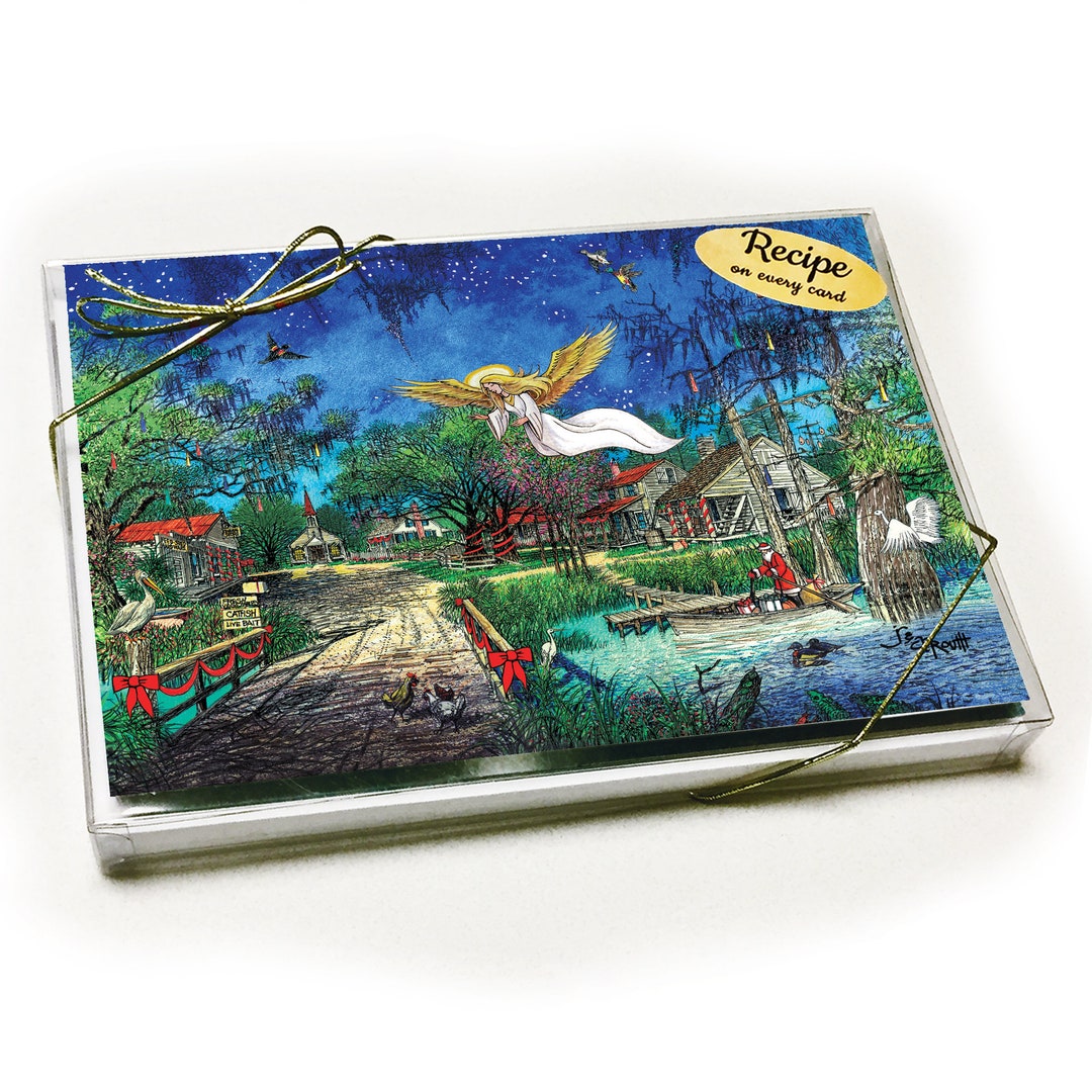 Louisiana Christmas Cards With Recipe - River Angel Christmas by Artist ...
