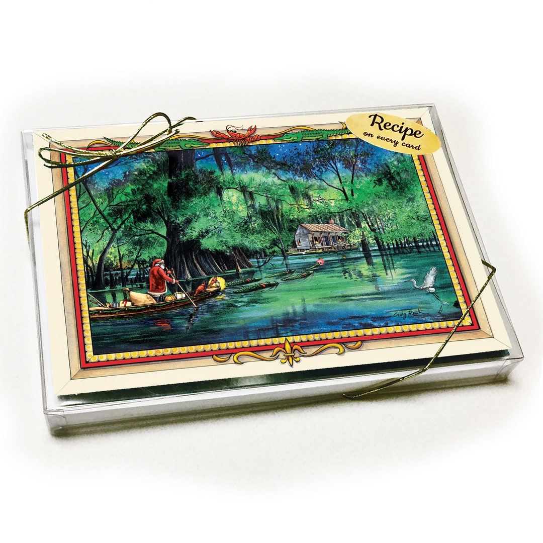 Louisiana Christmas Cards With Recipe - Moonlight Bayou Delivery by ...