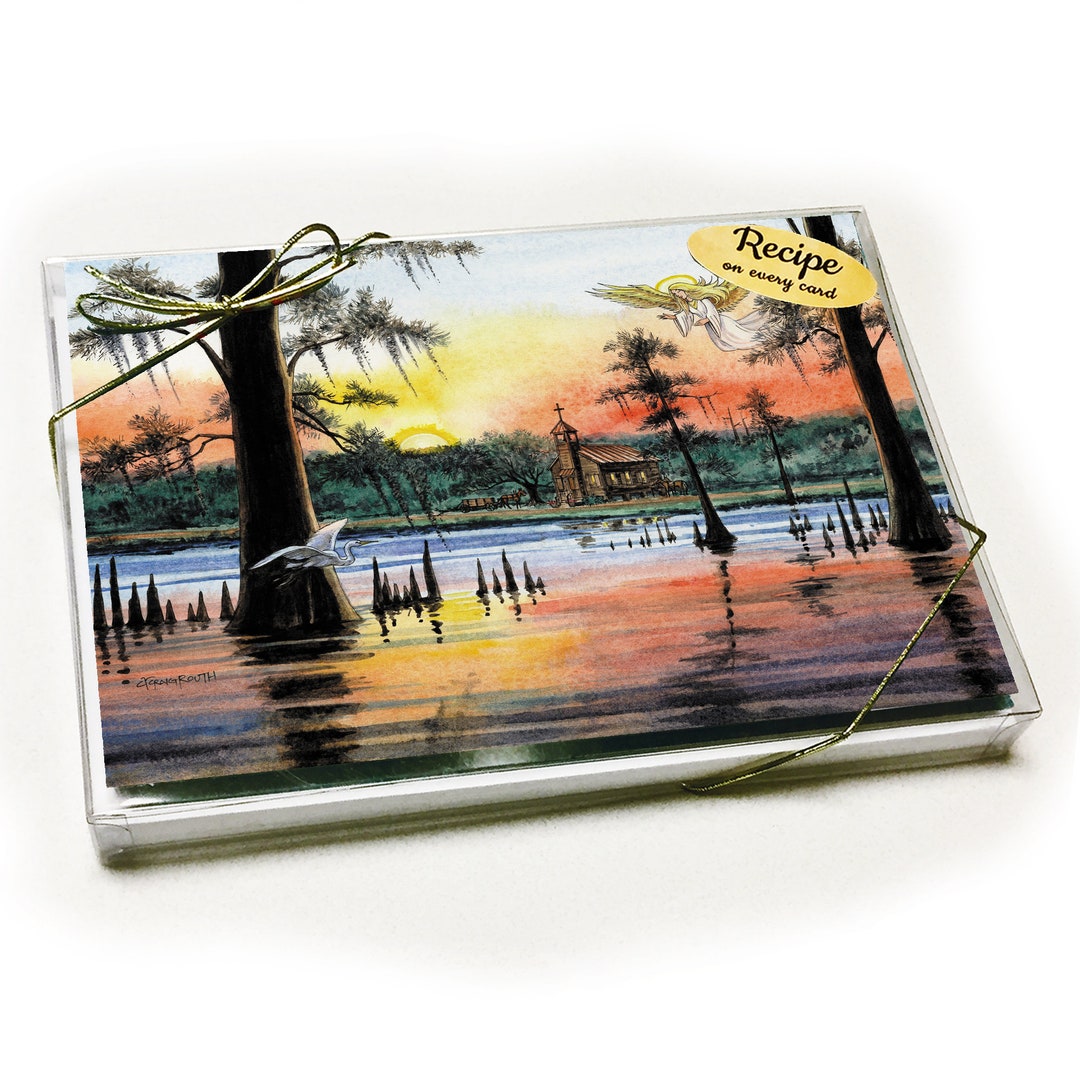 Louisiana Christmas Cards With Recipe Atchafalaya Angel by Artist Craig ...