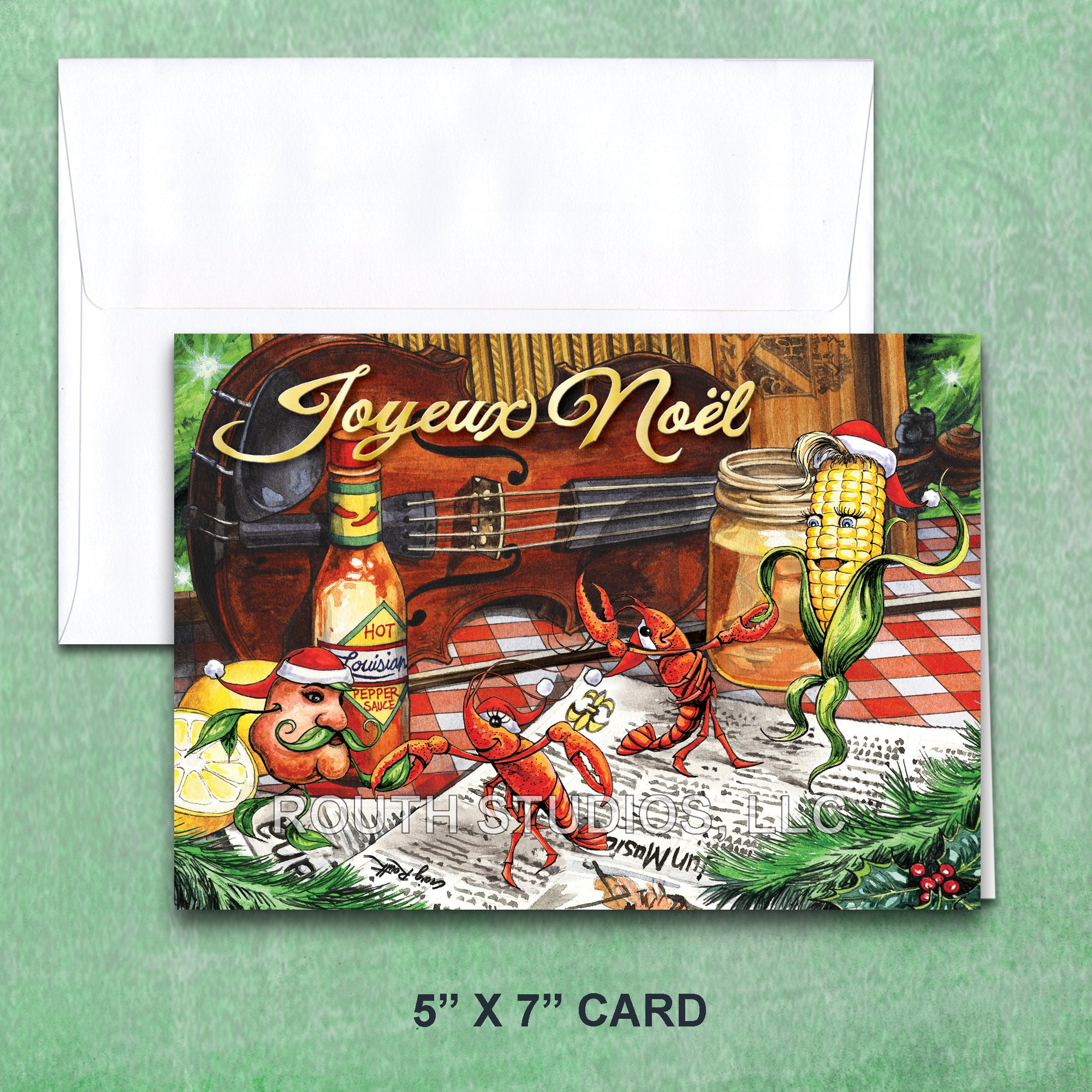 Louisiana Christmas Cards With Recipe - Cajun Christmas Dance by Artist ...