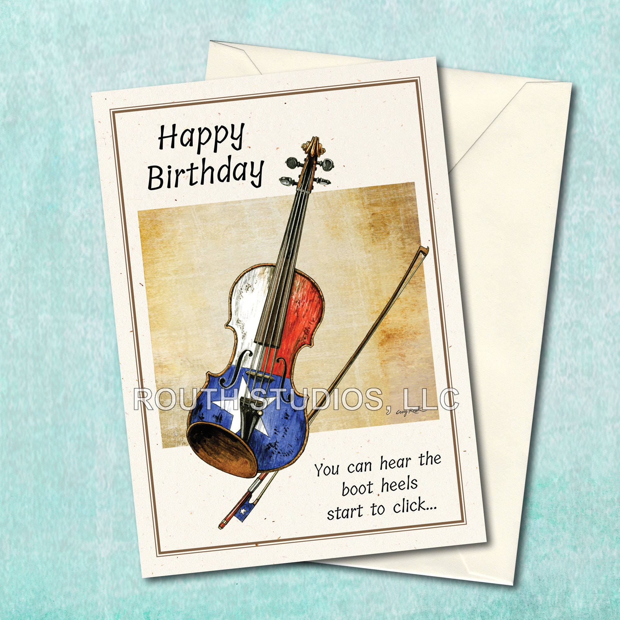 Texas Birthday Card - Texas Birthday Fiddle by Artist, Craig Routh - Etsy