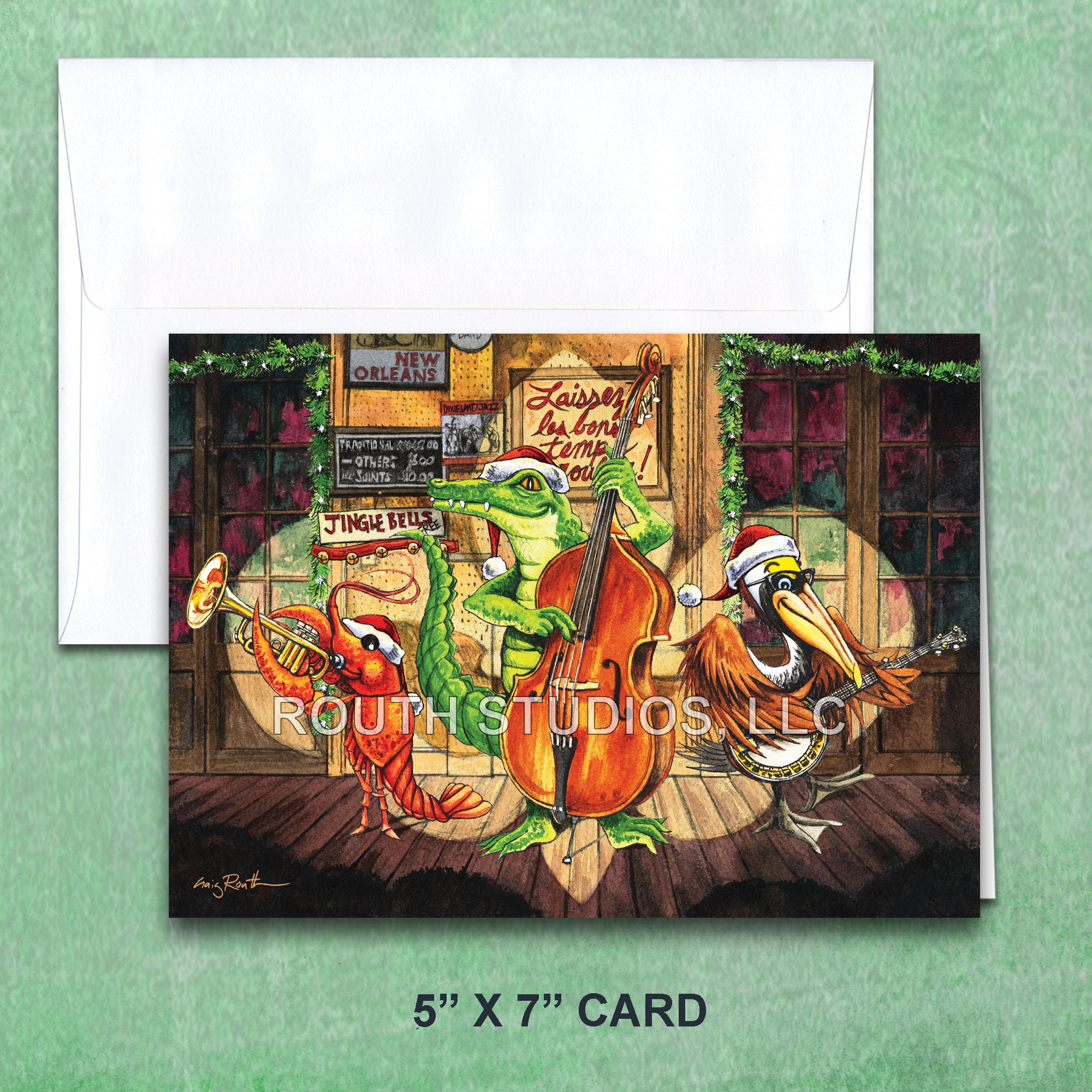 Louisiana Christmas Cards With Recipe - Dixieland Jazz Fleur-de-lis ...