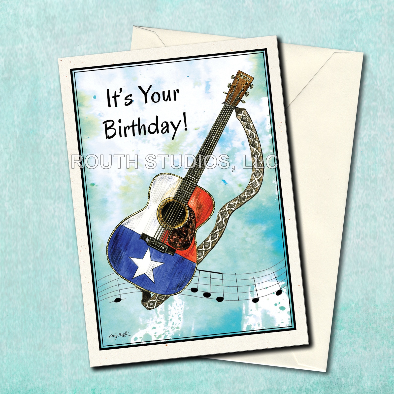 Texas Birthday Card - Texas Birthday Guitar by Artist, Craig Routh - Etsy