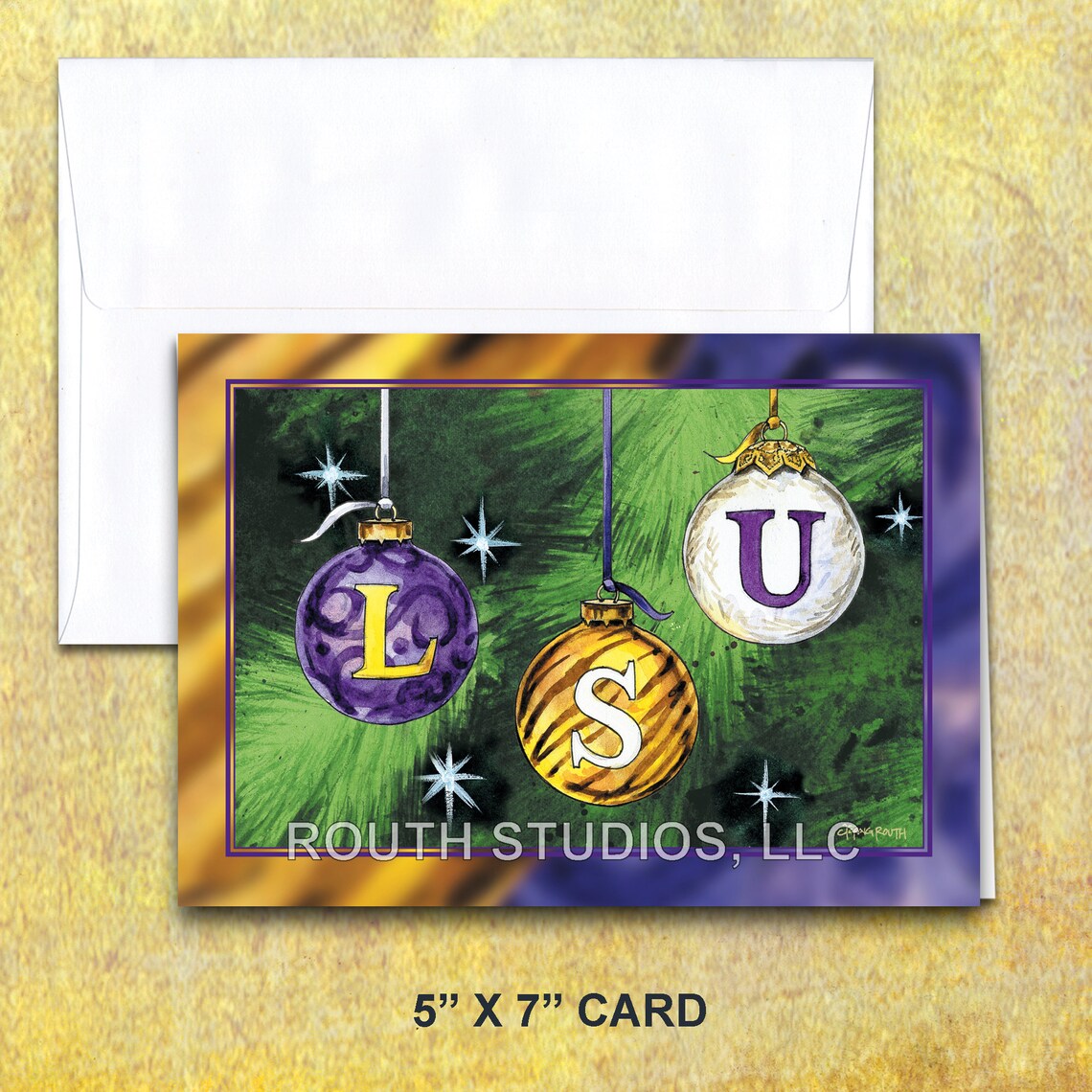 LSU Christmas Cards With Recipe - LSU Christmas Ornaments by Artist ...
