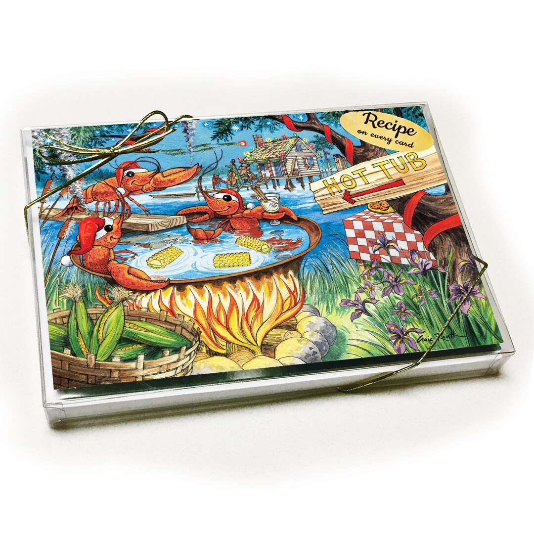 Louisiana Christmas Cards With Recipe - Crawfish Holiday Hot Tub by ...