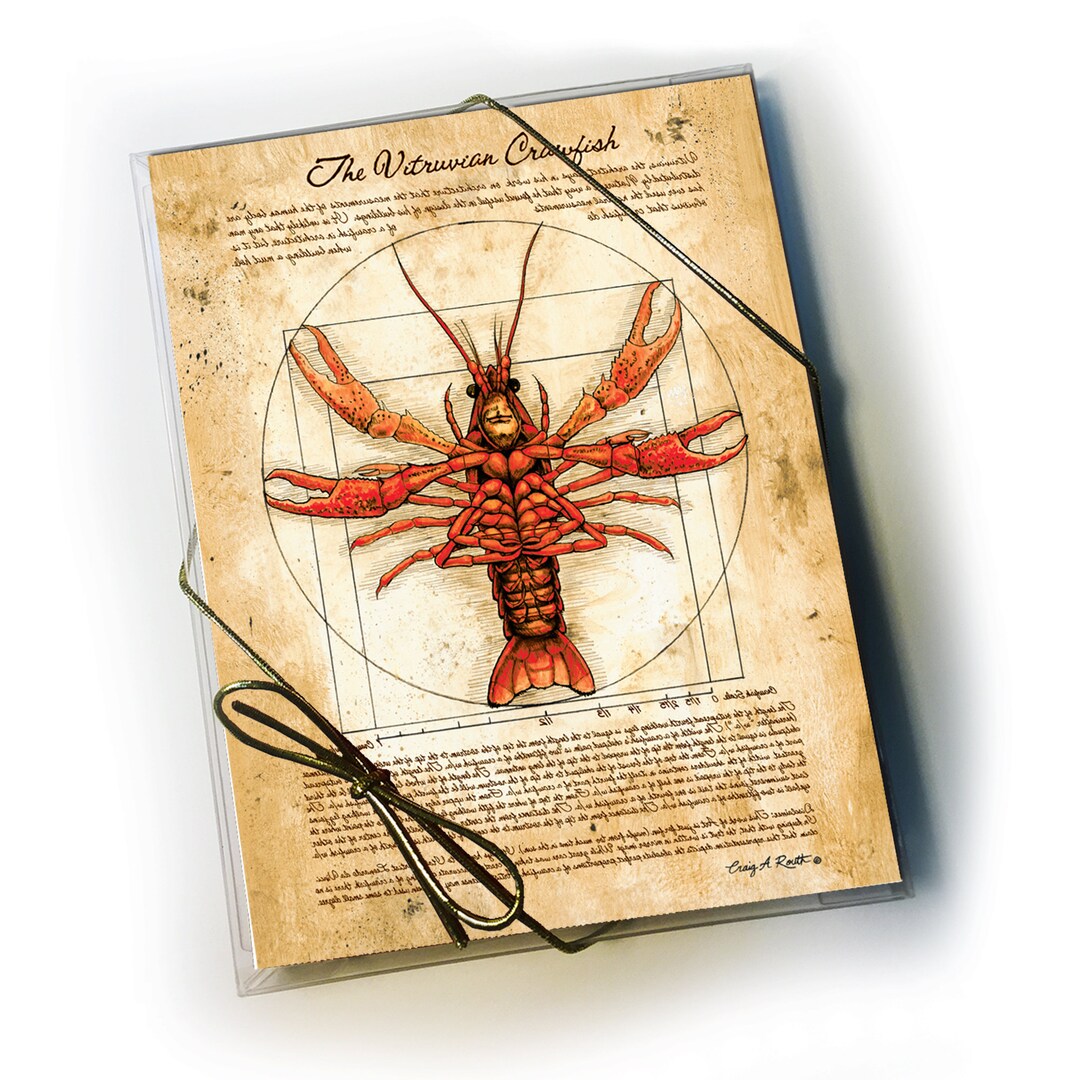 Louisiana Note Cards the Vitruvian Crawfish by Artist, Craig Routh - Etsy