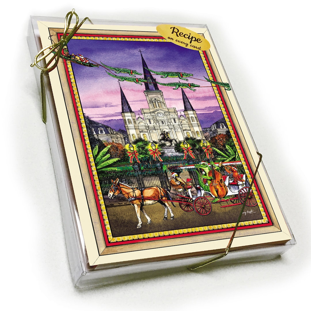 Louisiana Christmas Cards With Recipe - Jazz at Jackson Square, New ...