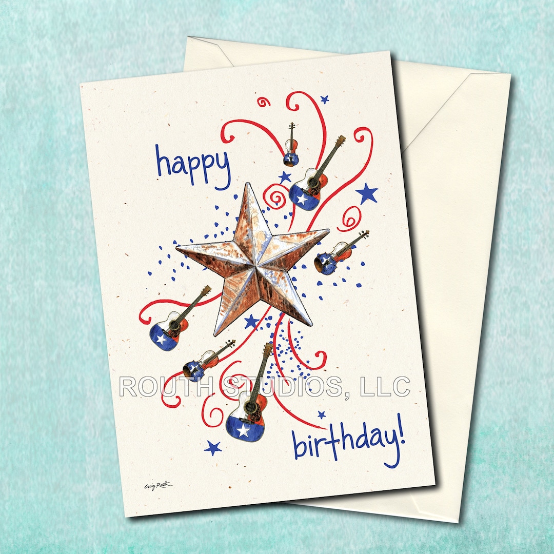 Texas Birthday Card - Texas Birthday Star Blast by Artist, Craig Routh ...