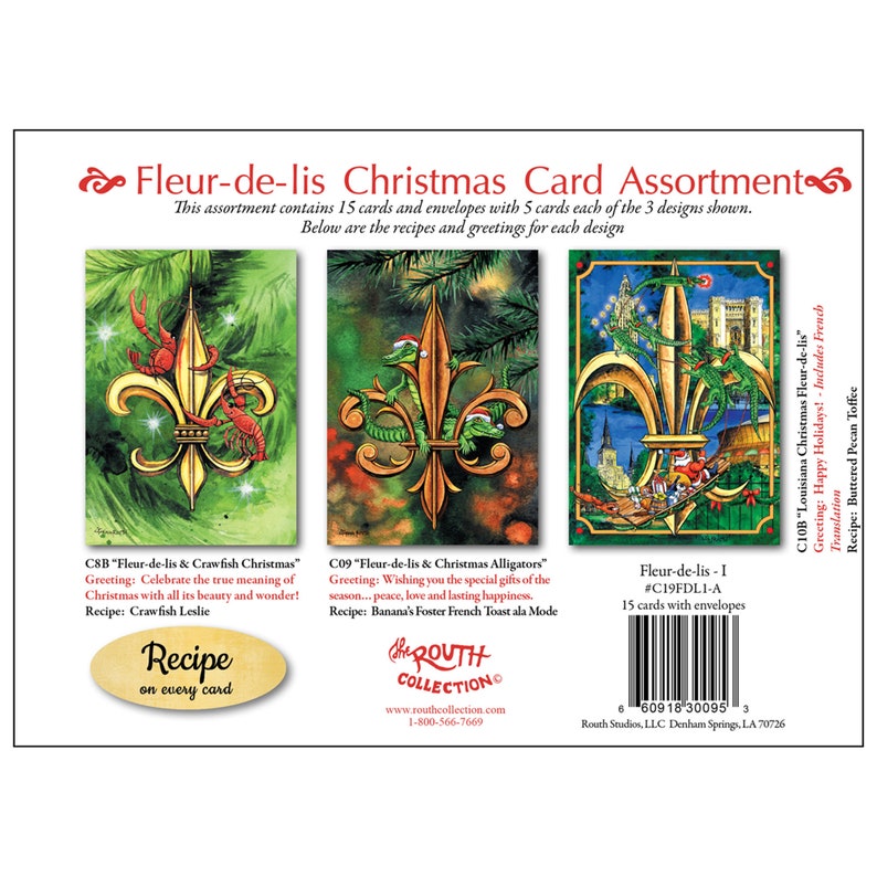 Louisiana Fleur-de-lis Christmas Card Assortment, 3 Designs With 3 ...