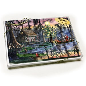 Louisiana Christmas Cards With Recipe - Swamp Cabin Christmas by Artist ...
