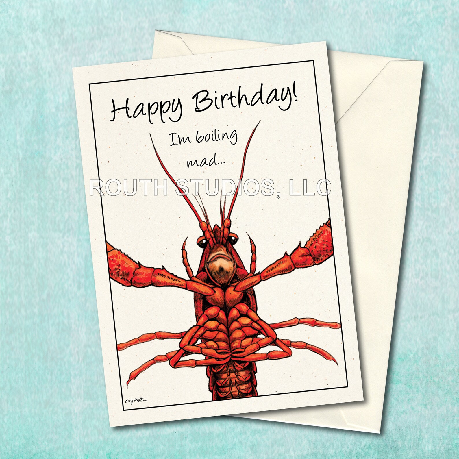 Louisiana Birthday Card - Boiling Mad Crawfish Birthday Card by Artist ...