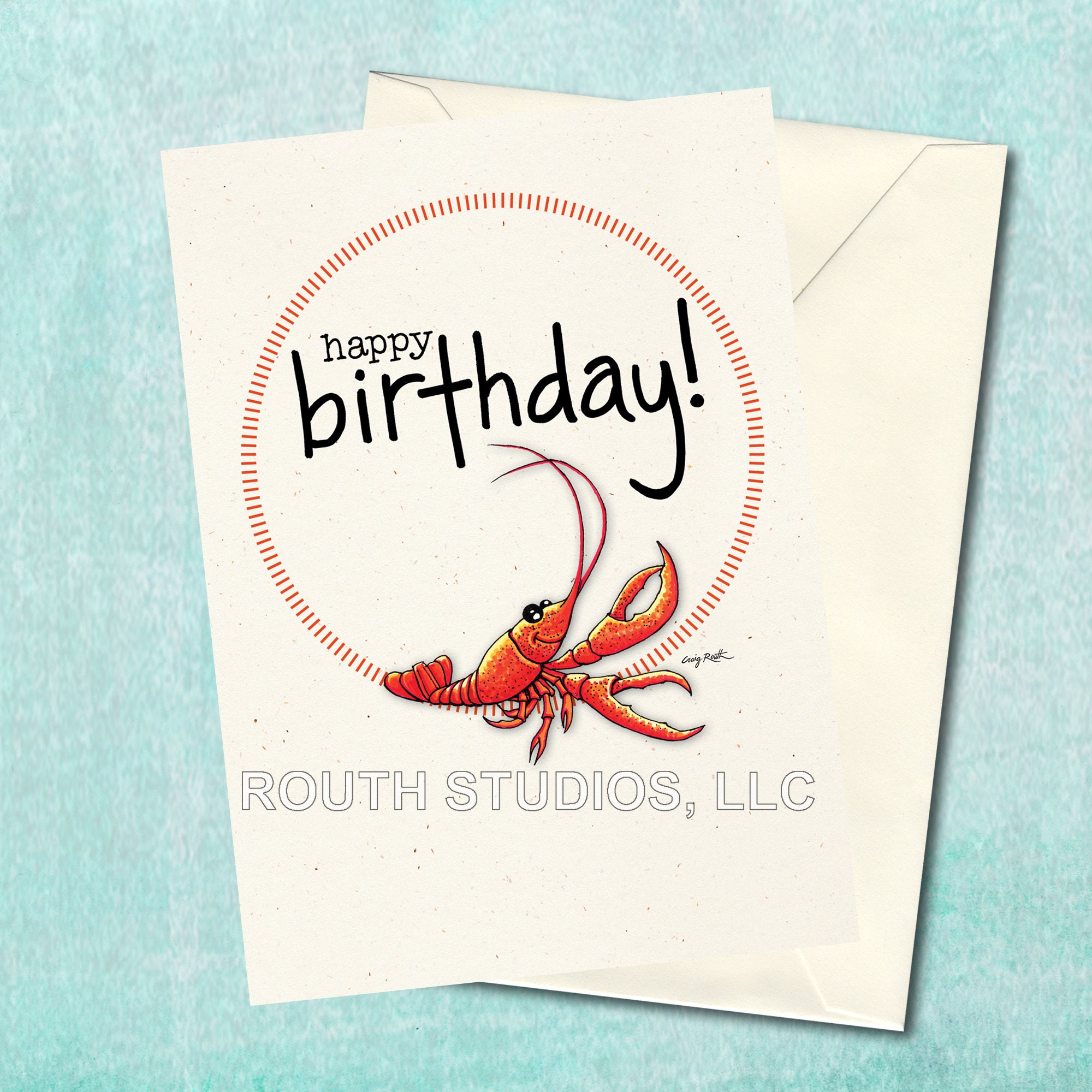 Louisiana Birthday Card Crawfish Stitched Circle conçu par lartiste ...
