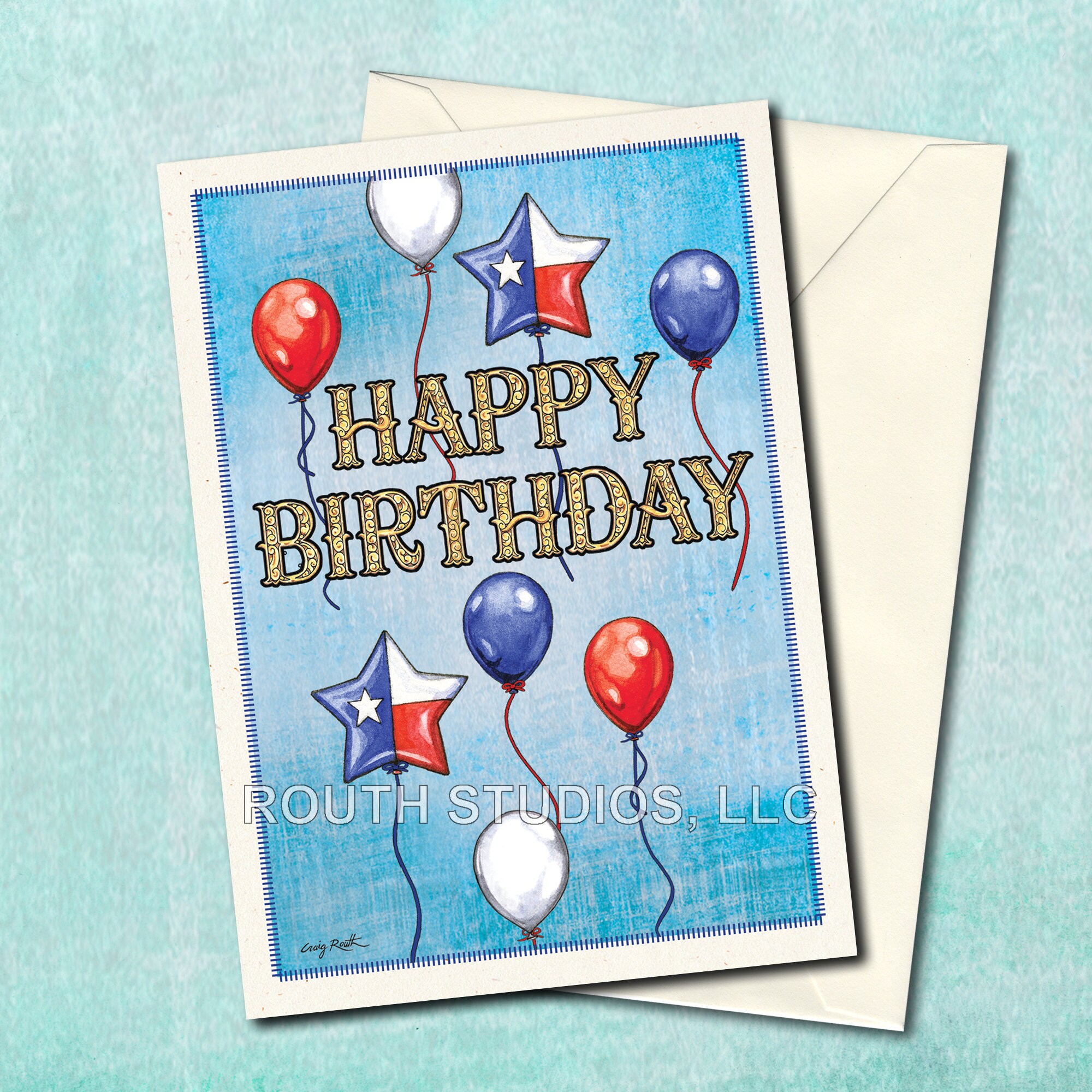 Texas Birthday Card Texas Balloon Birthday by artist, Craig Routh ...