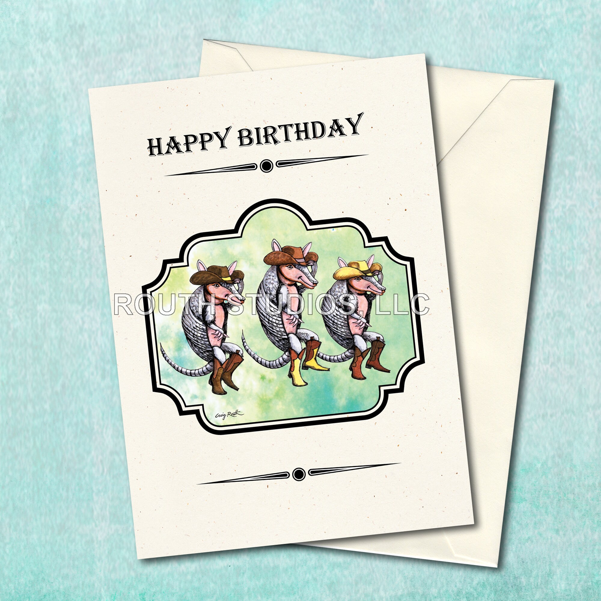 Texas Birthday Card - Armadillo Birthday by Artist, Craig Routh - Etsy