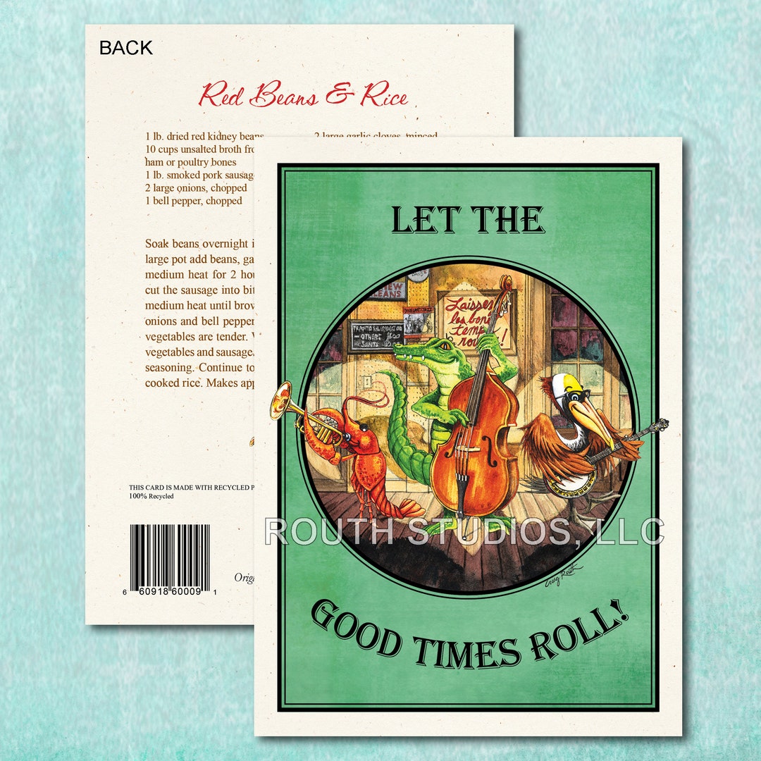 Louisiana Red Beans and Rice Recipe Note Card - Dixieland Fleur-de-lis ...