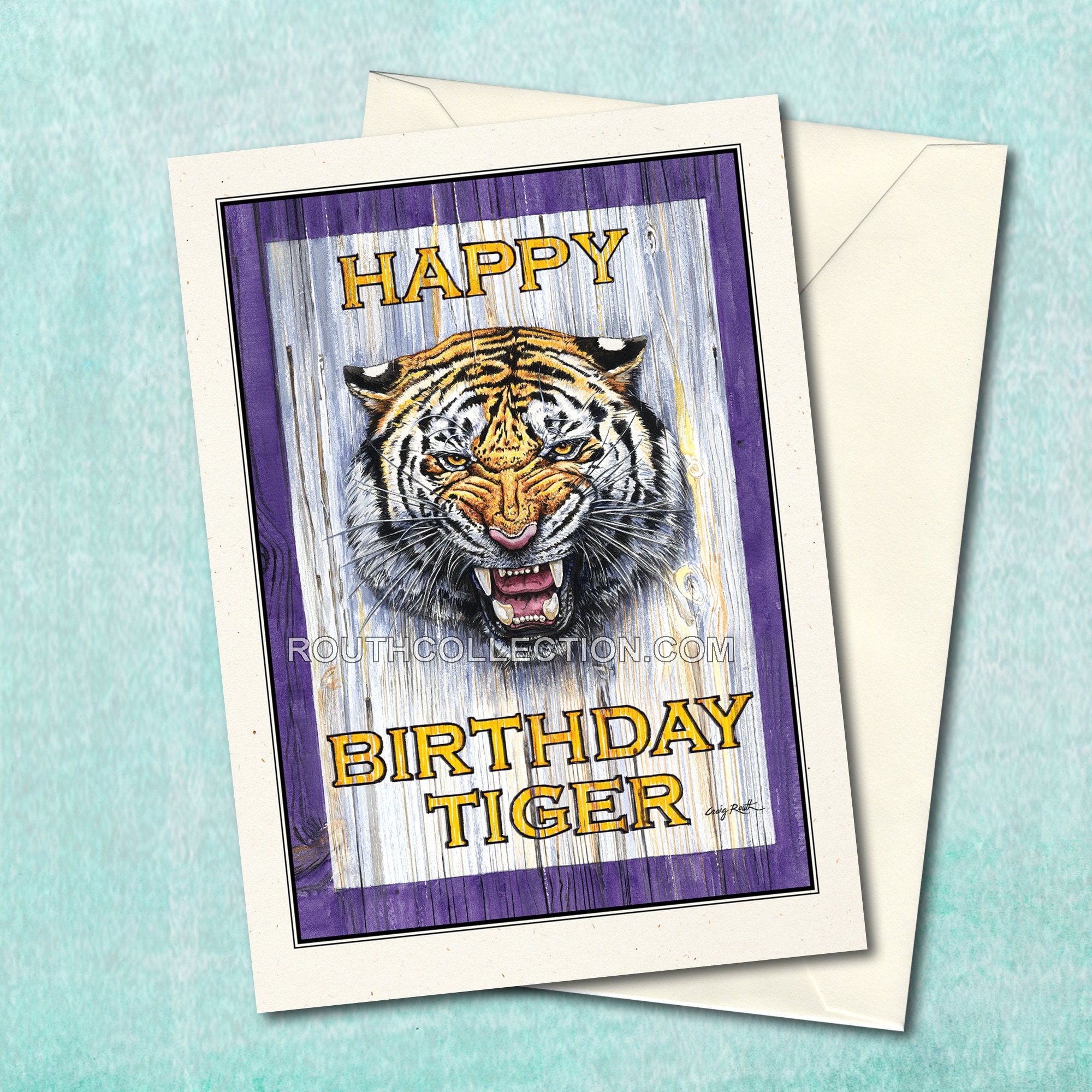 LSU Louisiana Birthday Card Tiger Roar by artist Craig | Etsy