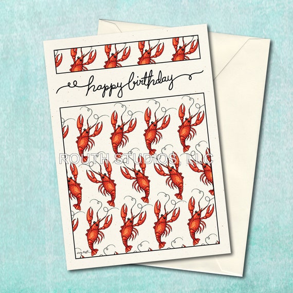 Louisiana Birthday Card Crawfish Revolution by Artist Craig | Etsy