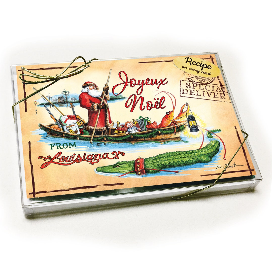 Louisiana Christmas Cards With Recipe - Papa Noel Cajun Christmas by ...