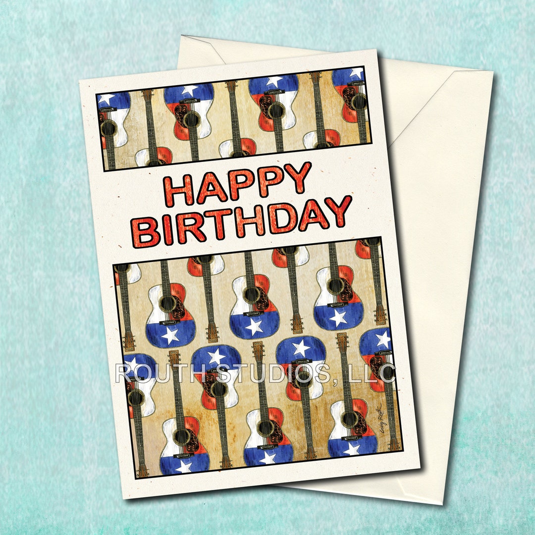 Texas Birthday Card - Texas Flag Guitars Birthday by Artist, Craig ...