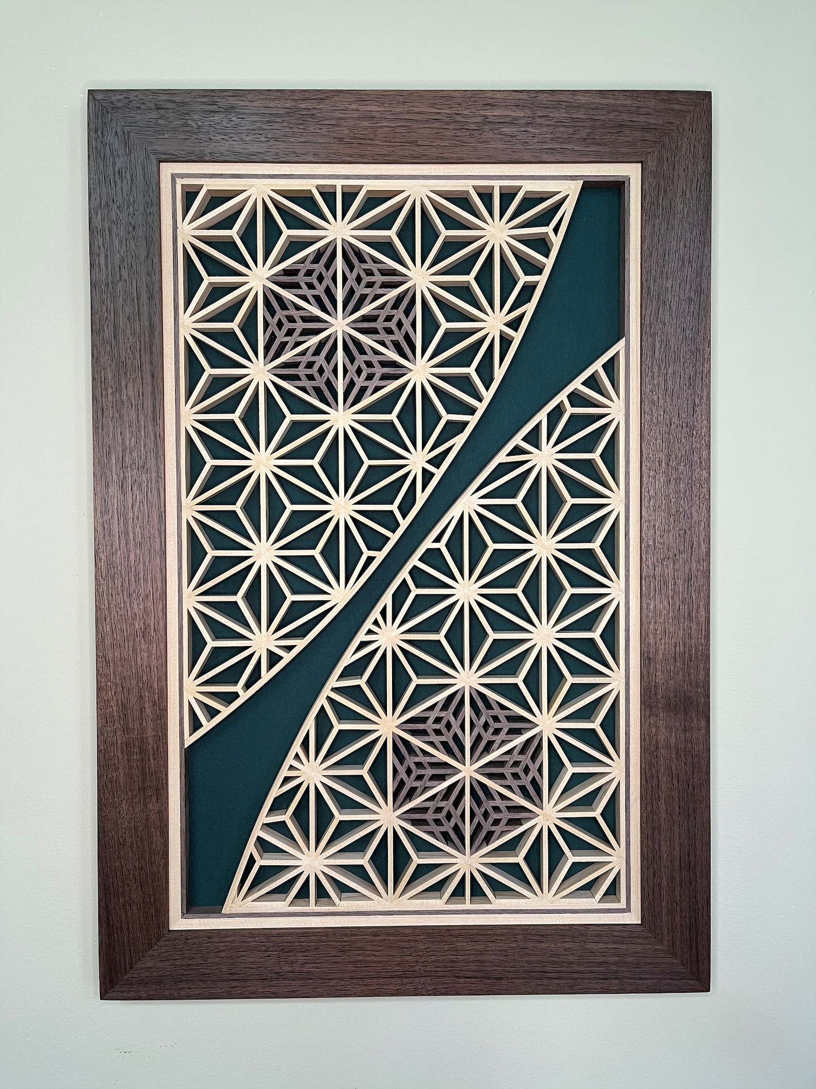 Framed Kumiko Wall Art 16 X 24 Forest Green Background - Etsy