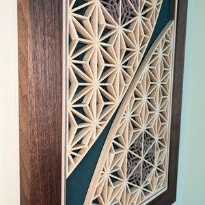 Framed Kumiko Wall Art 16 X 24 Forest Green Background - Etsy