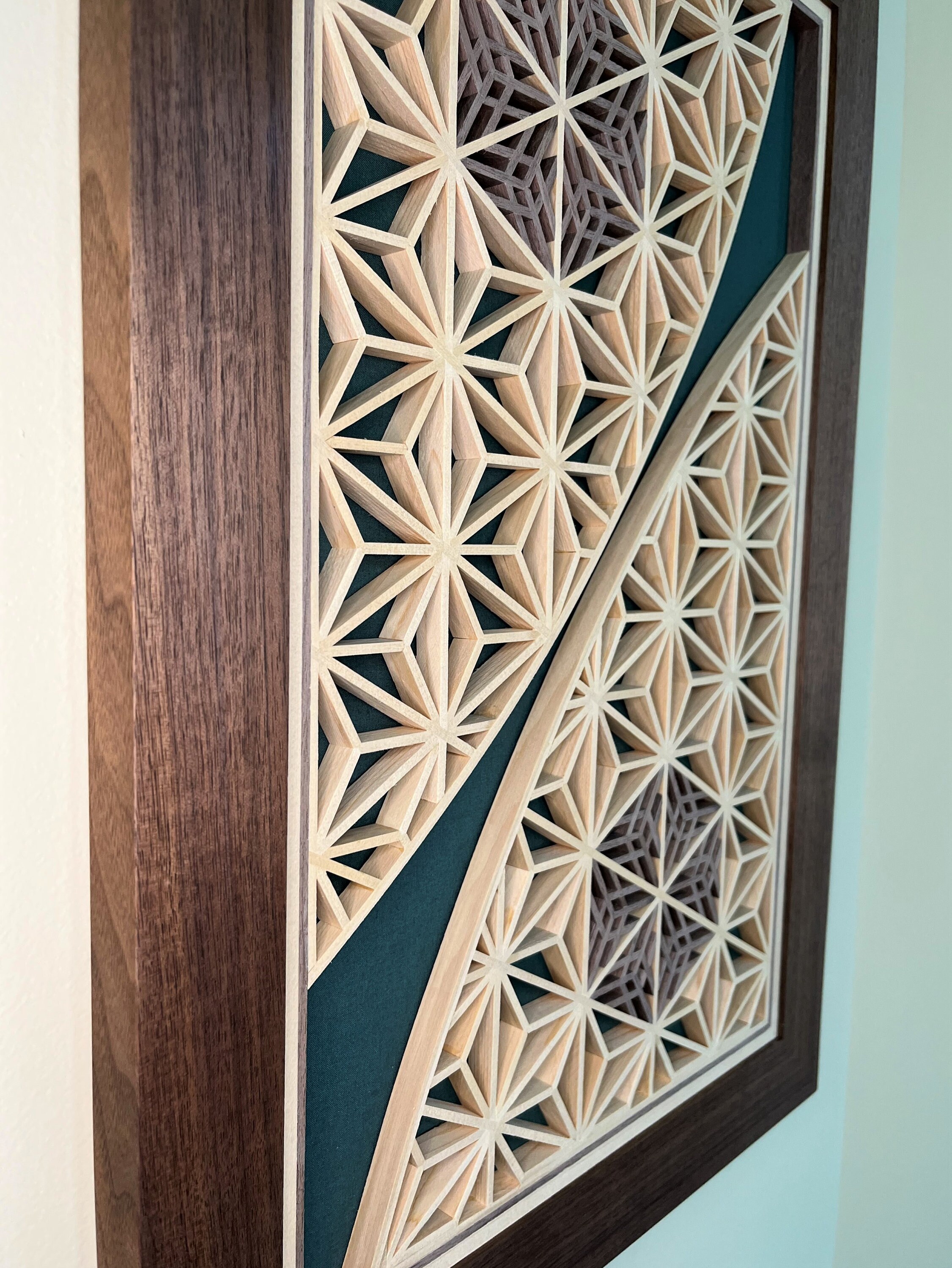 Framed Kumiko Wall Art 16 X 24 Forest Green Background - Etsy