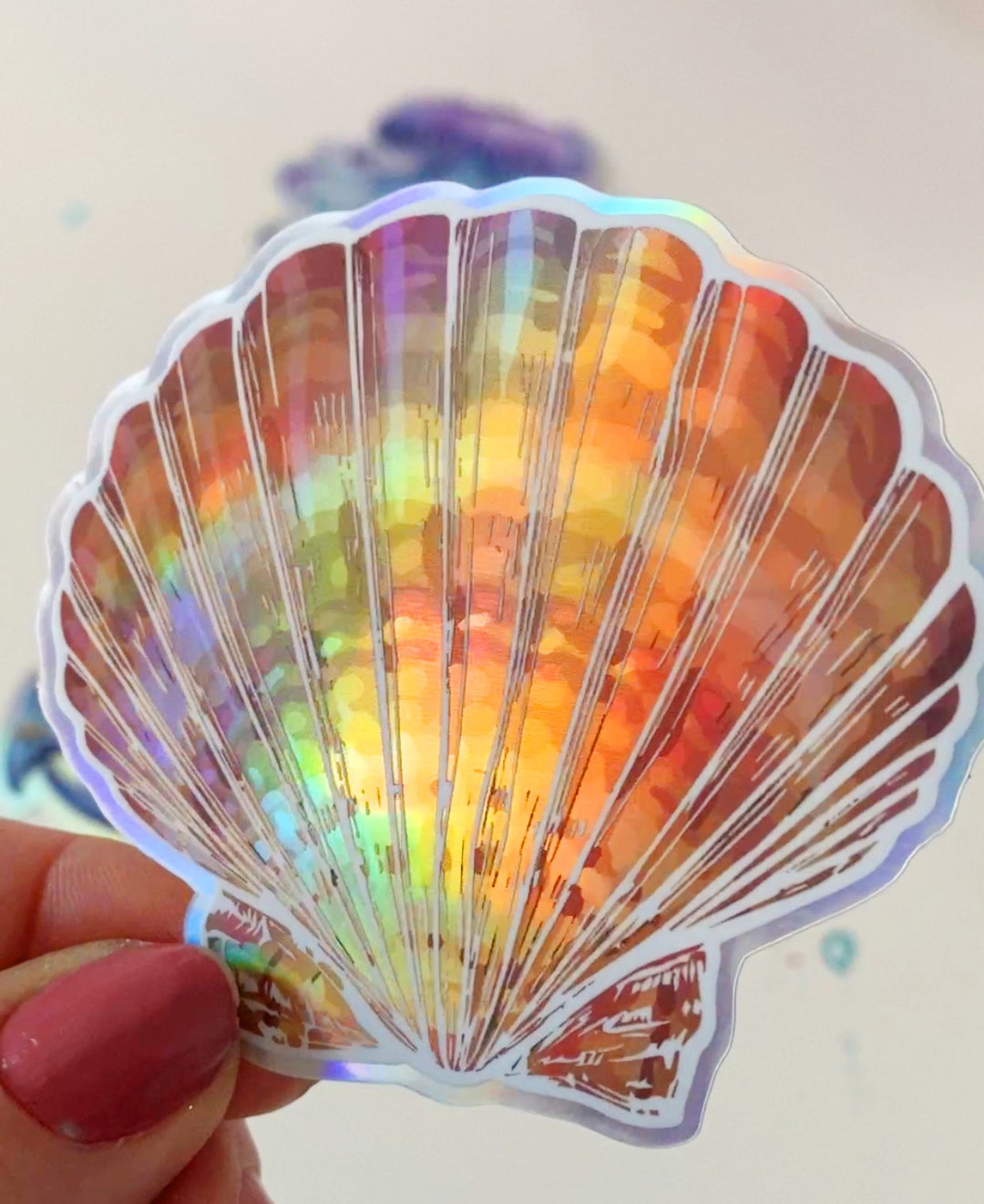 Holographic Venus Seashell Sticker: Rainbow Nautical Decal - Etsy
