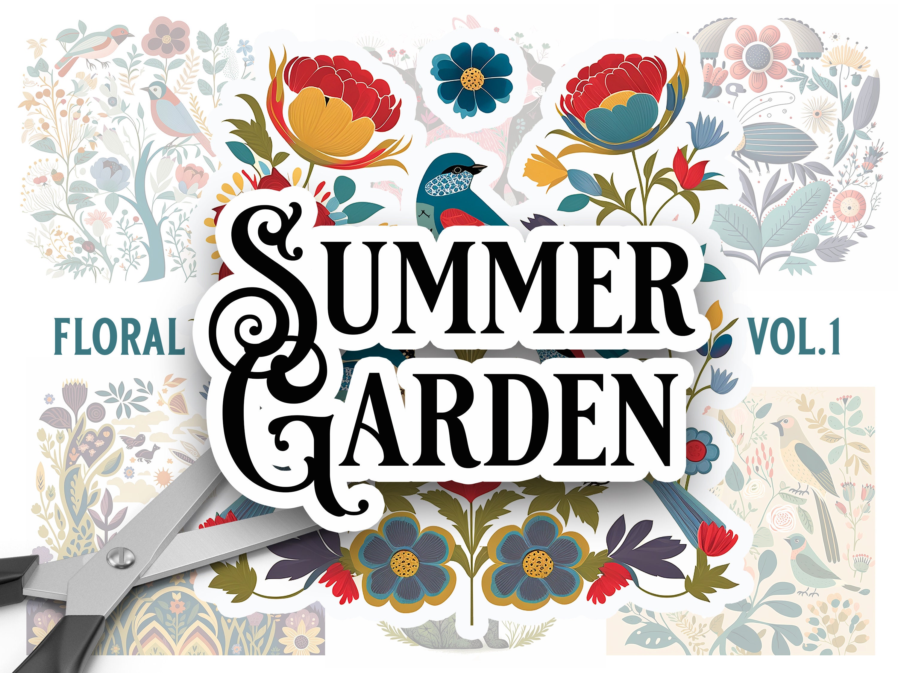 Summer Garden Folk Art Clip Art Vol.1 Embroidery Designs - Etsy